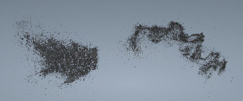 Grainy Black Dust and Soot Particles Exploding in a Chaotic, Textured ...