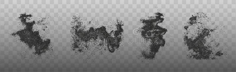 Grainy Black Dust and Soot Particles Exploding in a Chaotic, Textured ...