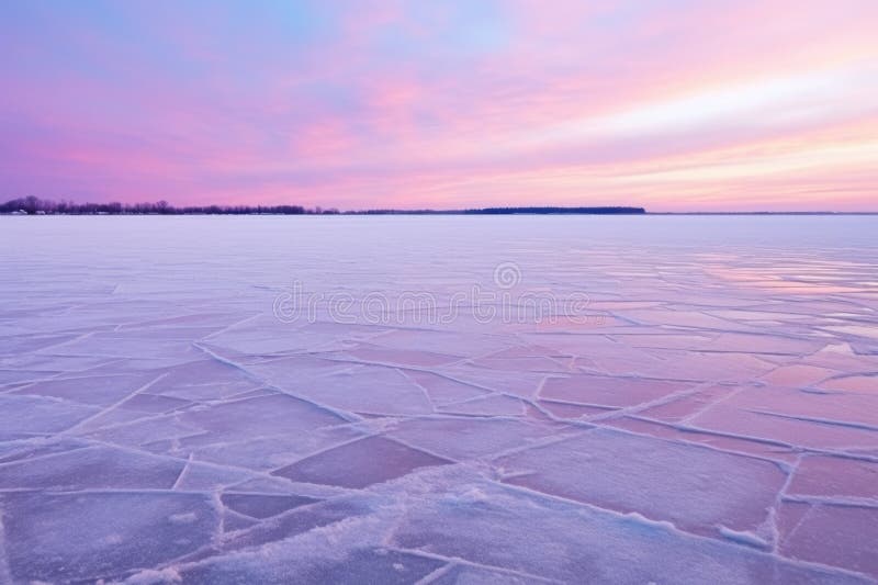 Grainy Ice Surface Under a Pastel Sunrise Sky Stock Illustration ...