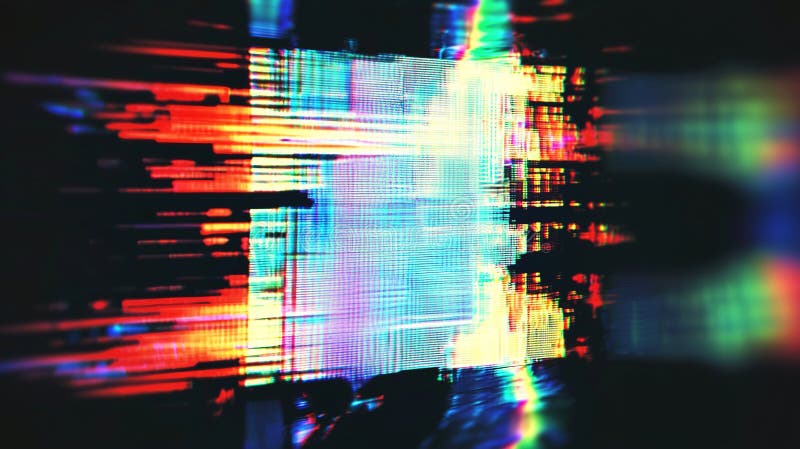 Grainy Tv Glitch Effect with Noise, Grain, Distortion. Glowing ...