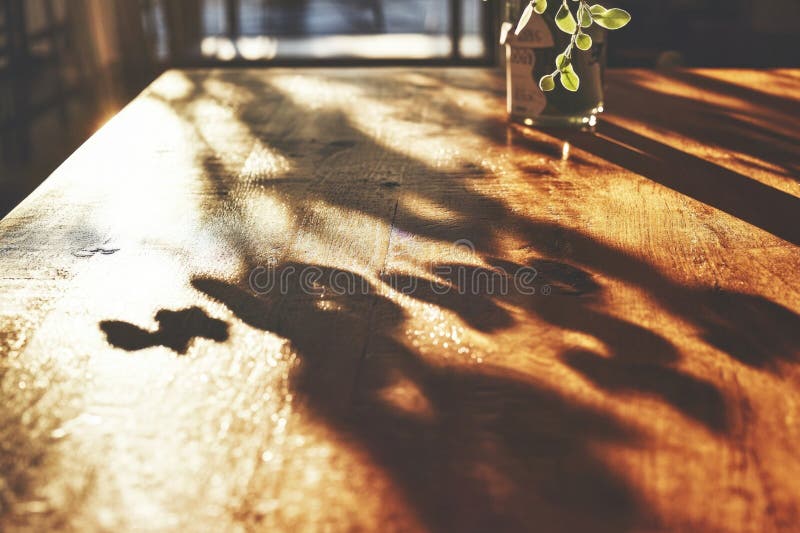 Grainy Wood Table Sunlight Reflection Stock Image - Image of lens ...