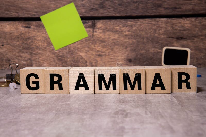 Grammar Concept Wood Blocks with Old Wooden Background Stock Photo ...
