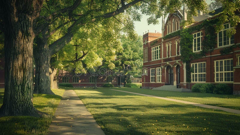 Classic Red Brick Grammar School Campus Building Exterior Architecture ...