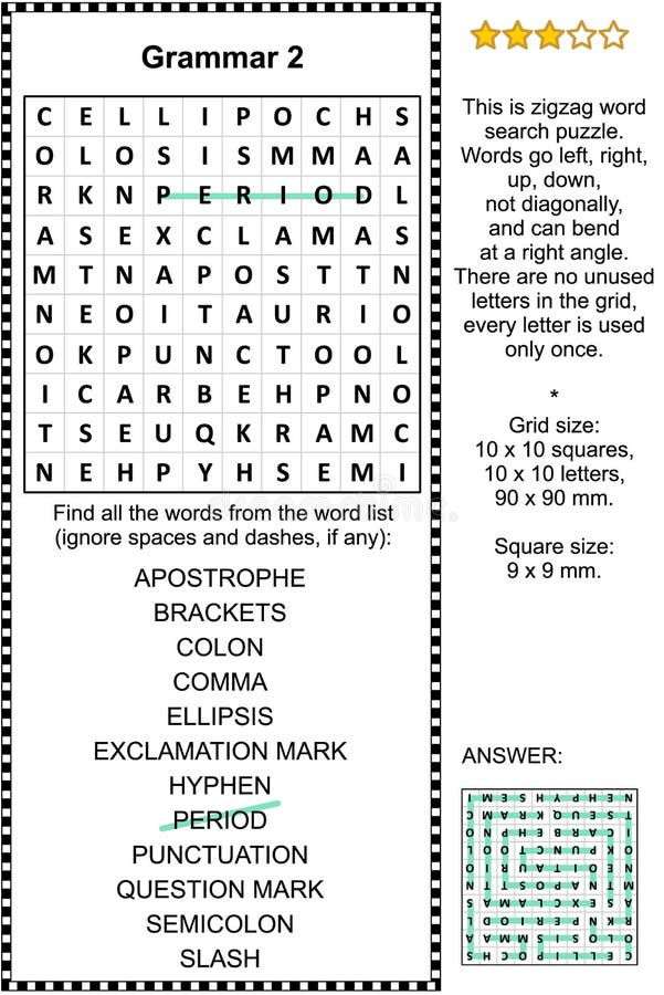 Grammar Themed Second Word Search Puzzle Stock Vector - Illustration of ...