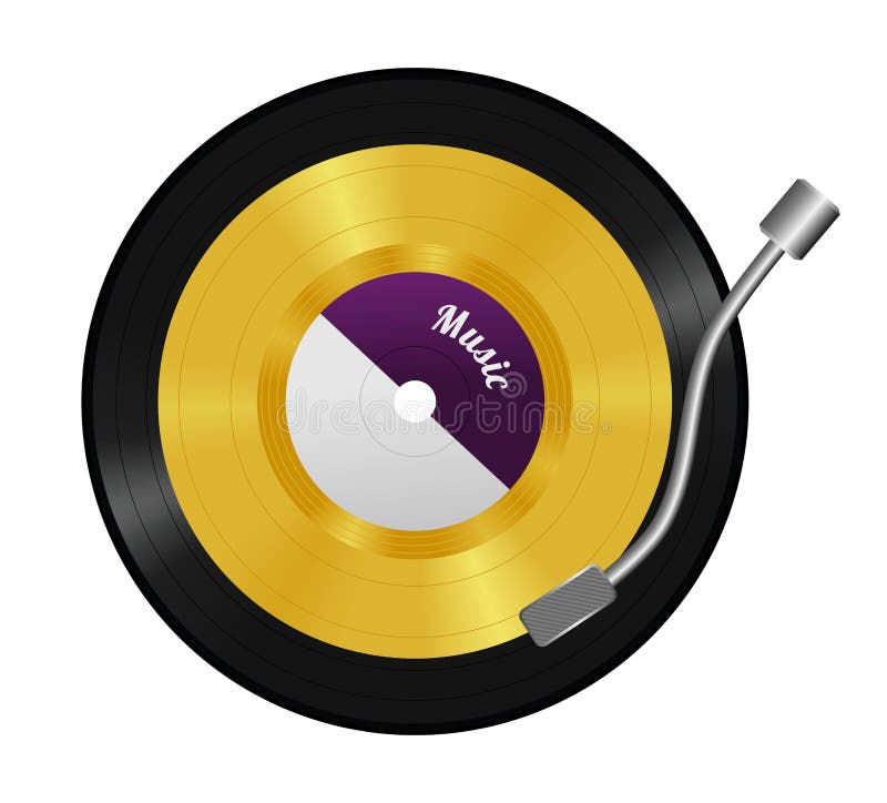Gramophone, Gold Vinyl Record Stock Illustration - Illustration of ...