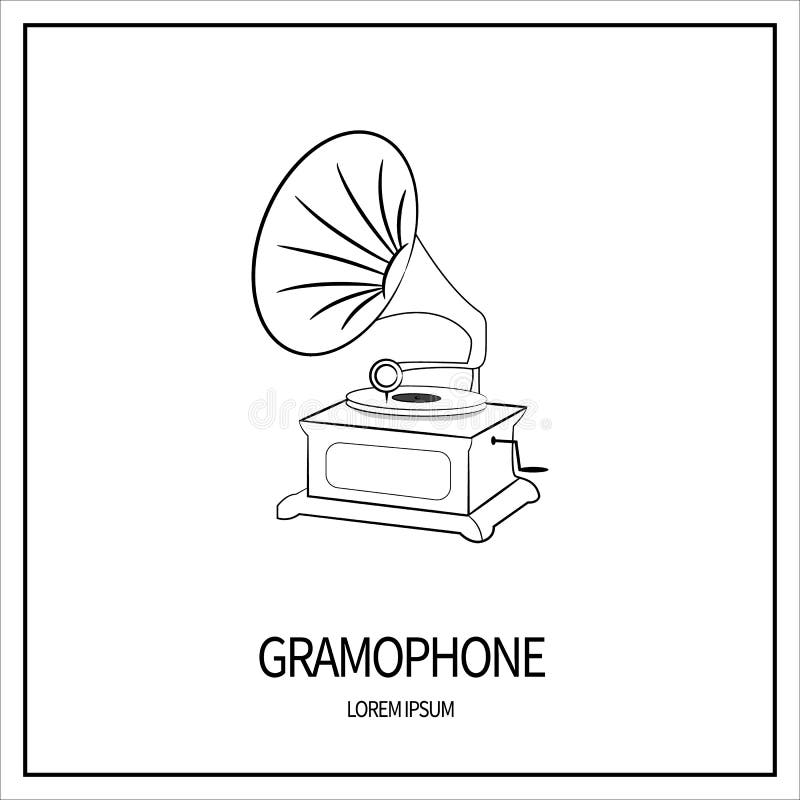 Gramophone isolated icon stock vector. Illustration of frame - 139549573