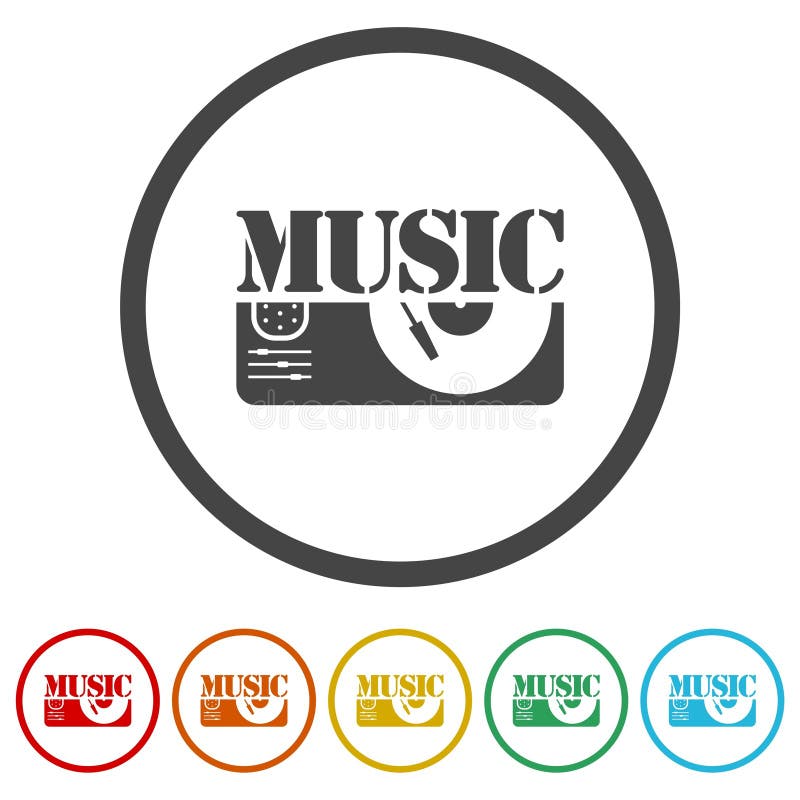 Gramophone Music Logo Icons in Color Circle Buttons Stock Vector ...