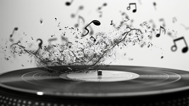 Gramophone and Music Notes. the Concept of Music Created from Vinyl ...