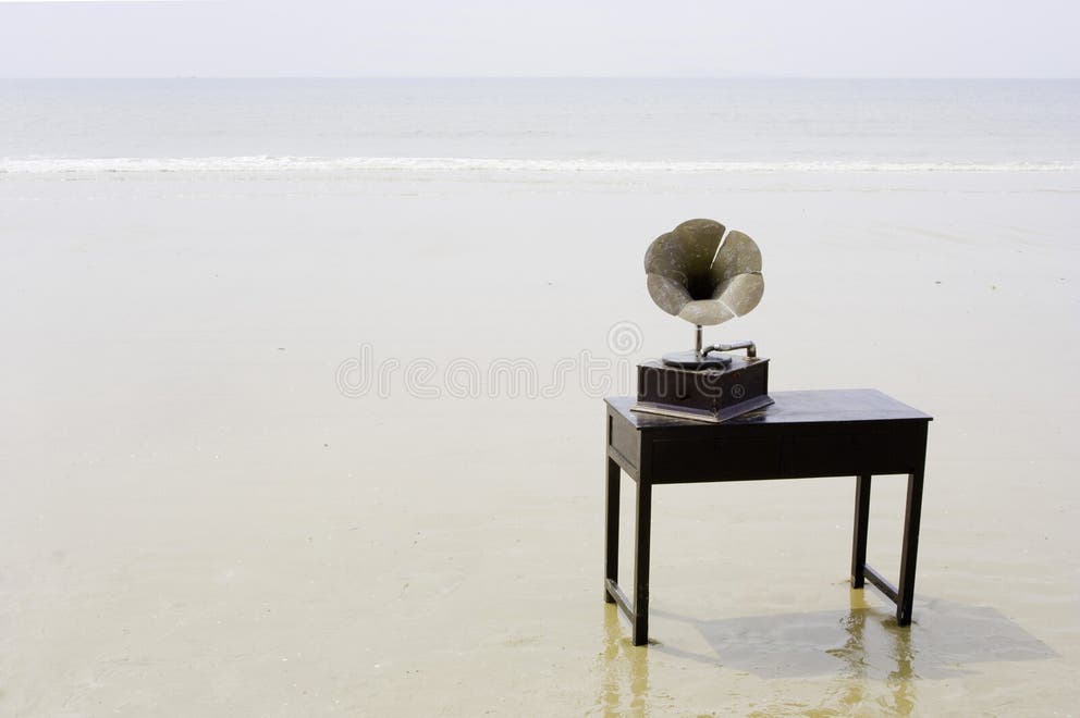 Gramophone at seaside stock photo. Image of beach, talking - 12023388