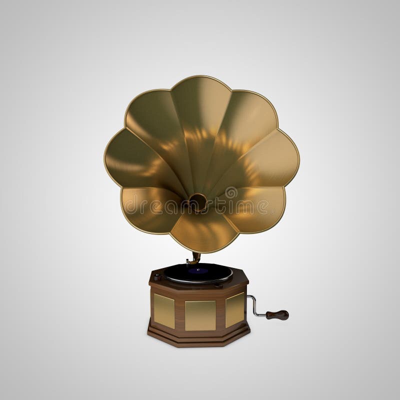 Top View Gramophone Isolated on White Stock Illustration - Illustration ...