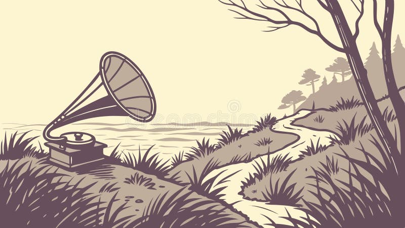 Gramophone on a Winding Path, Nostalgic Scene, Vector Design Generative ...