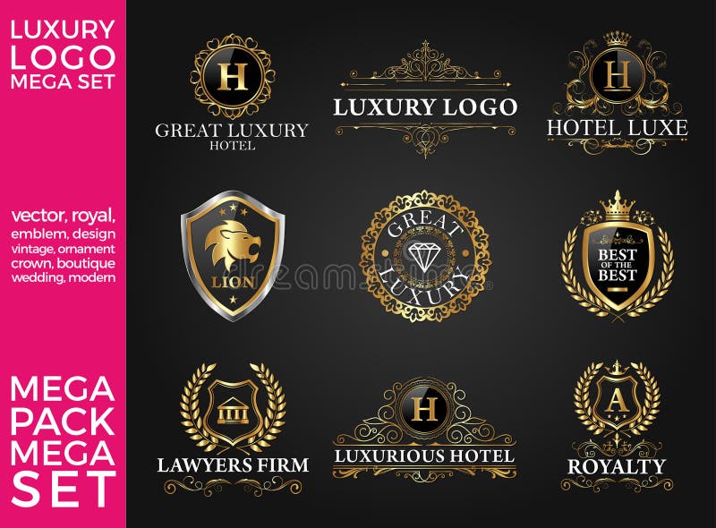 Gran Logo Template Vector Design Del Sistema Del Lujo, Real Y Elegante ...