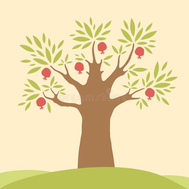 Tekening van appel-boom vector illustratie. Illustration of gebladerte ...