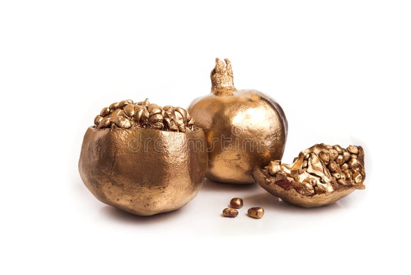 Granada Dorada De Color Aislada Imagen de archivo - Imagen de dieta ...
