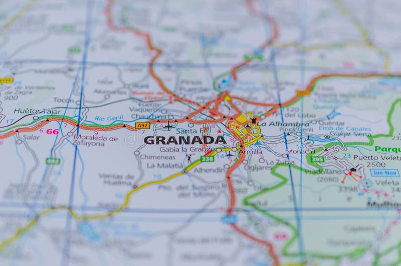 Granada Spain map stock image. Image of journey, granada - 82617021