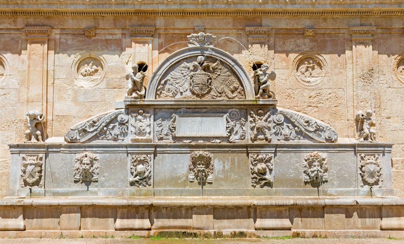 Granada - the Pillar of Charles V, Renaissance Fountain Stock Image ...
