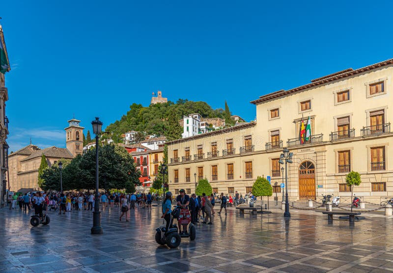 GRANADA, SPAIN, JUNE 22, 2019: People are Strolling on Square of Santa ...