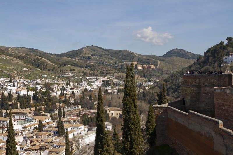 Granada View from Alhambra To Sacromonte Abbey Stock Photo - Image of ...