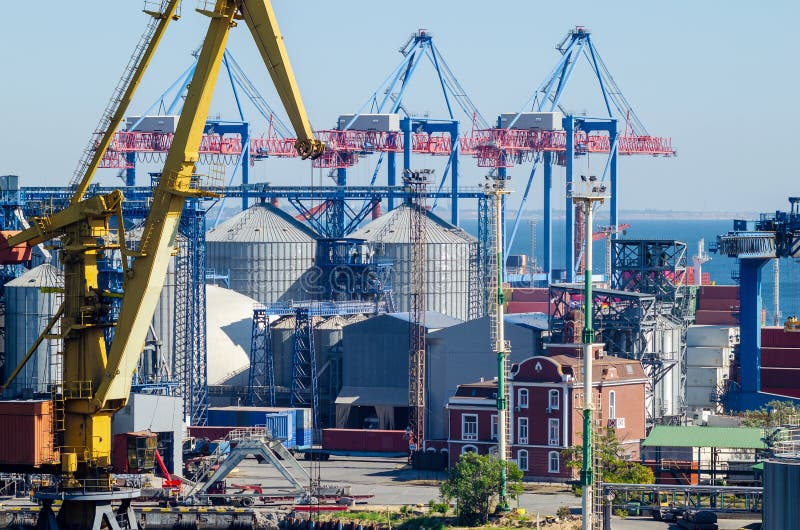Granary with Containers for Storage and Loading of Grain in the Seaport ...