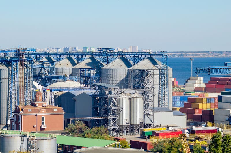Granary with Containers for Storage and Loading of Grain in the Seaport ...