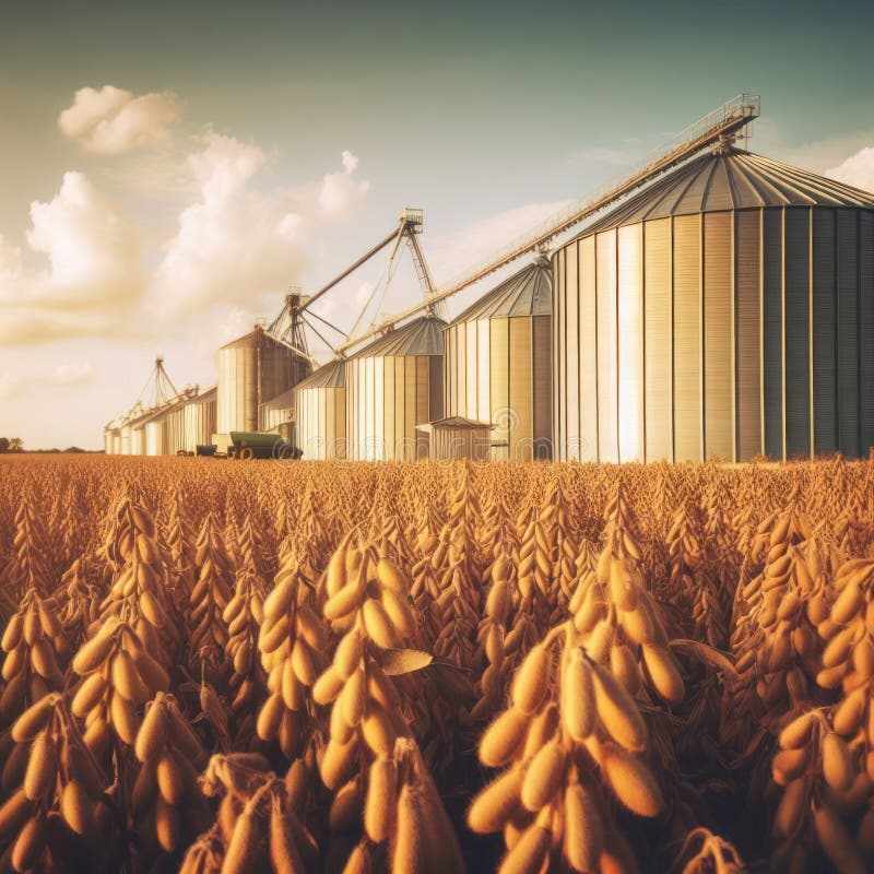 Granary Located in the Field. Stock Illustration - Illustration of ...