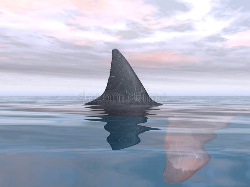 Grand Aileron De Requin Blanc Illustration Stock - Illustration du ...