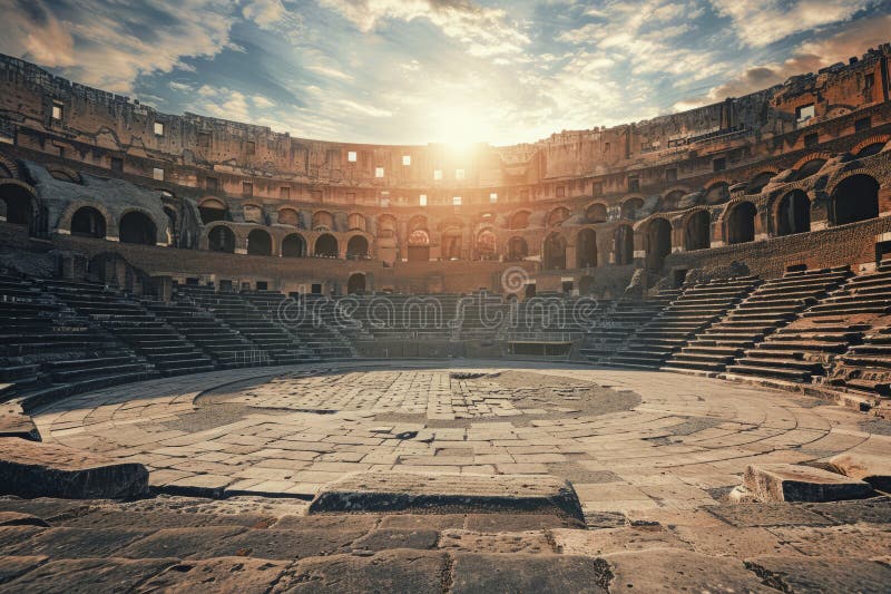 Ancient Amphitheater with Pillars Stock Image - Image of cultural ...
