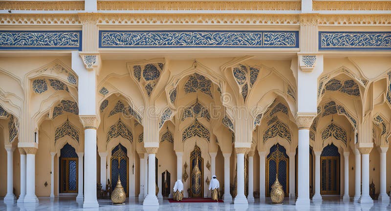 A Large Building with Columns and Arches Created with Generative AI ...