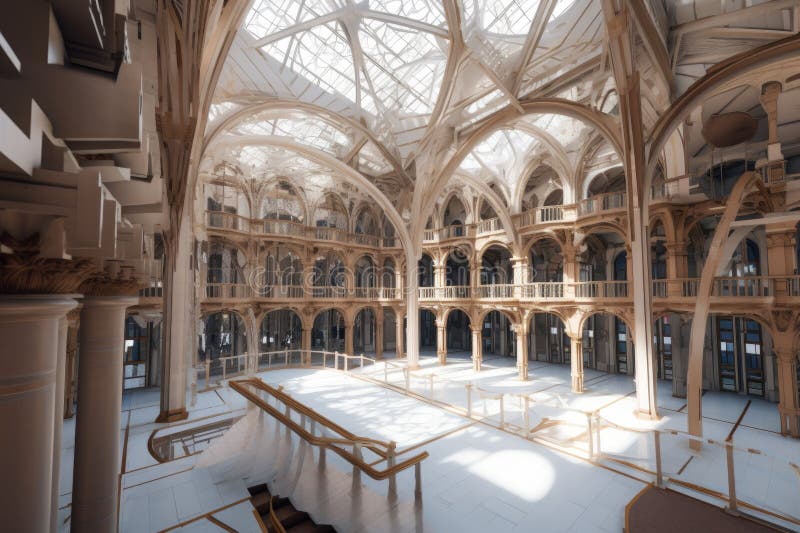 A Grand Architectural Space, Built To Scale in Virtual Reality Stock ...