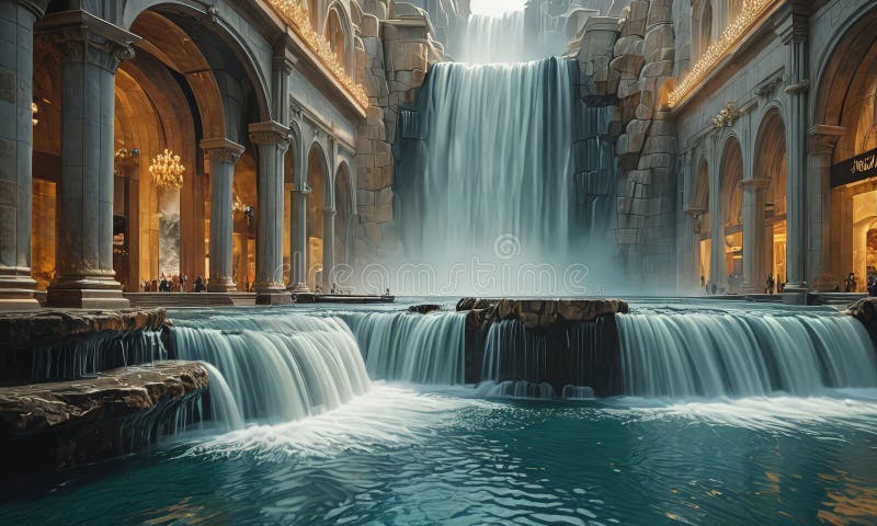 Grand Architectural Structure with Arches and Columns is Framed by ...