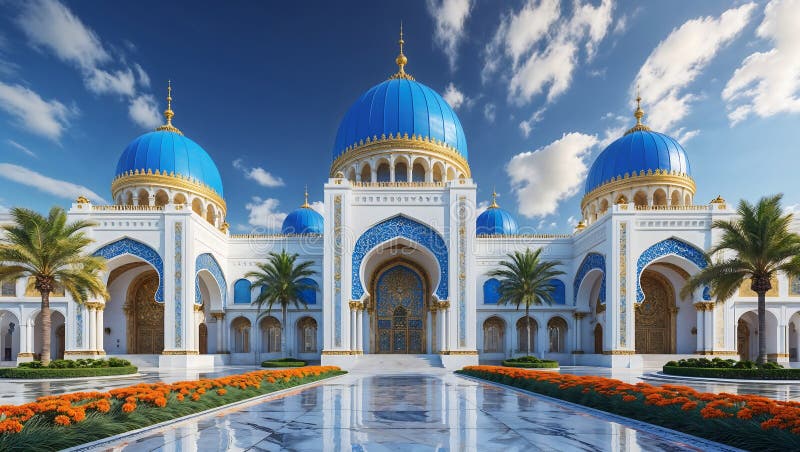 Grand Architectural Structure with Blue and Gold Domes Stock ...