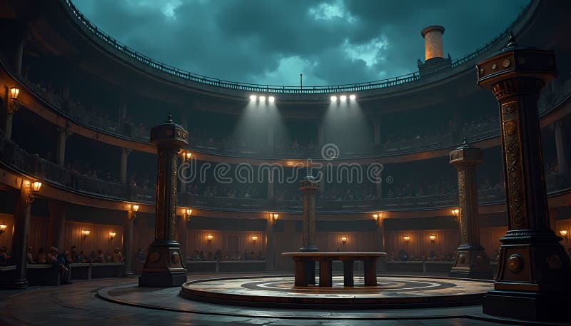 Mysterious Circular Hall stock illustration. Illustration of interior ...