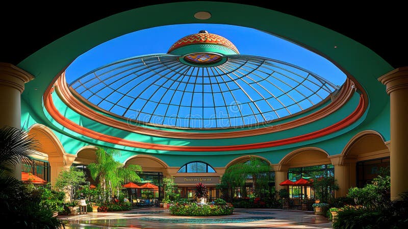 Grand Atrium Glass Dome Lush Tropical Plants Stock Photos - Free ...