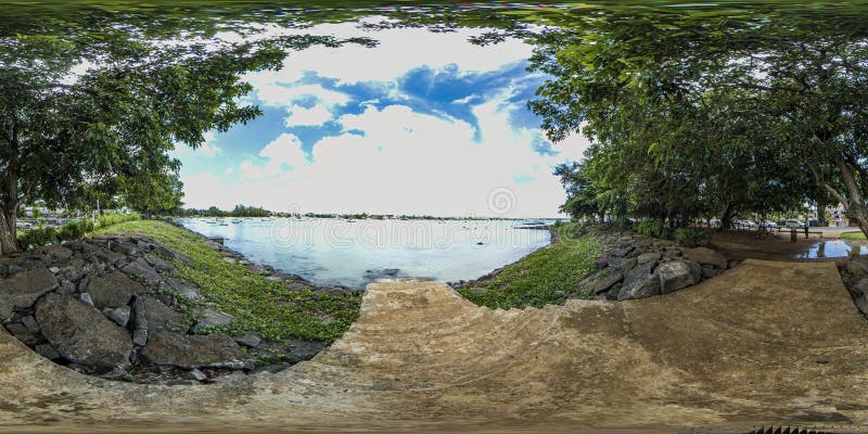 Grand Baie Beach without People on a Sunny Day Under the Trees Stock ...