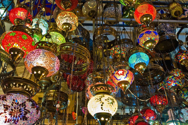 Colorful Turkish Lamps in the Grand Bazaar, Istanbul, Turkey Stock ...
