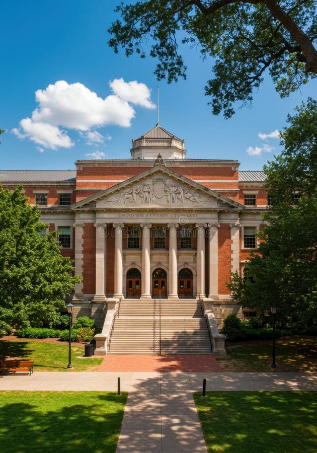 Grand Brick University Building on Sunny Day Stock Illustration ...