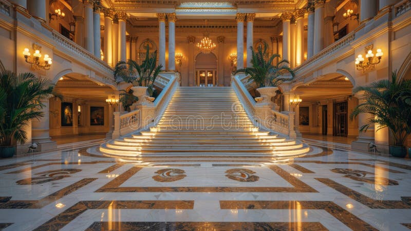 Grand Building with Numerous Stairs Stock Image - Image of building ...