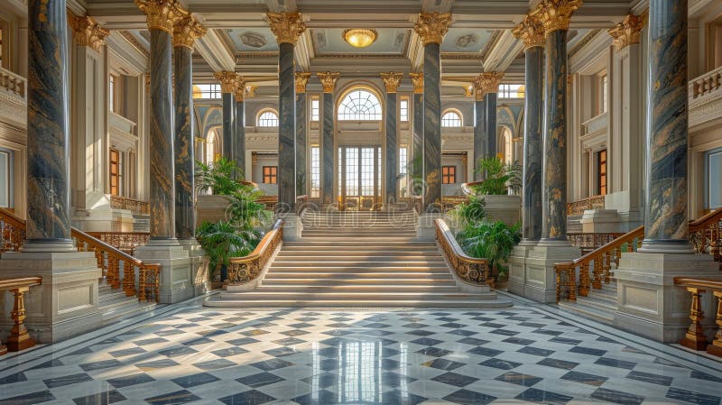 Grand Building with Numerous Stairs Stock Photo - Image of pattern ...