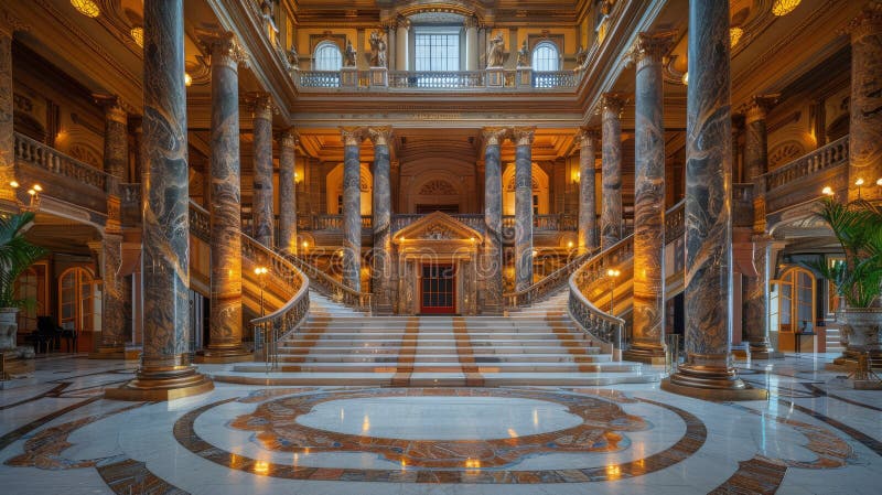 Grand Building with Numerous Stairs Stock Image - Image of pattern ...