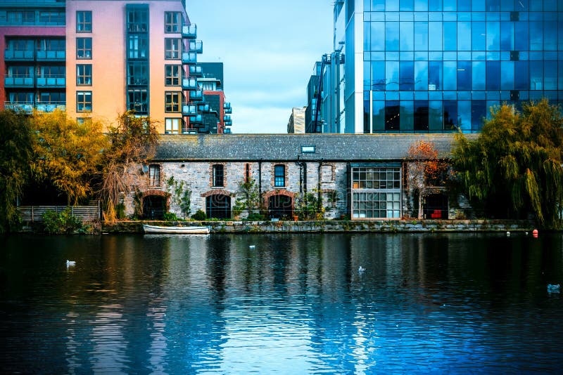 Grand Canal Dublin City Centre Stock Photo - Image of morning, city ...