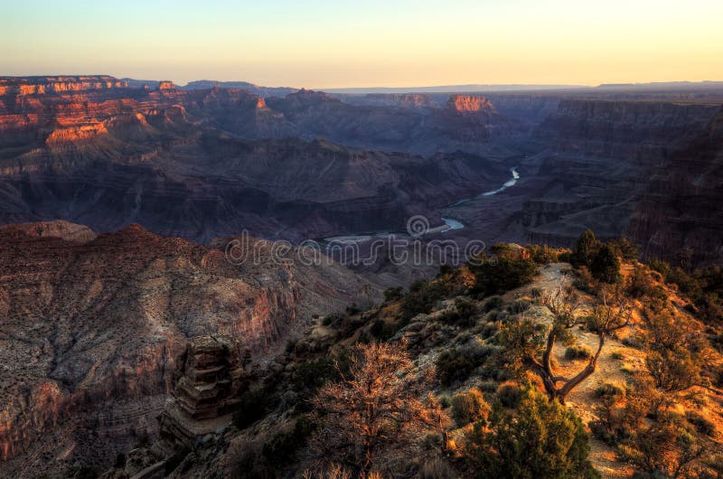 Grand Canyon, Desert View Point Sunrise Stock Image - Image of ...