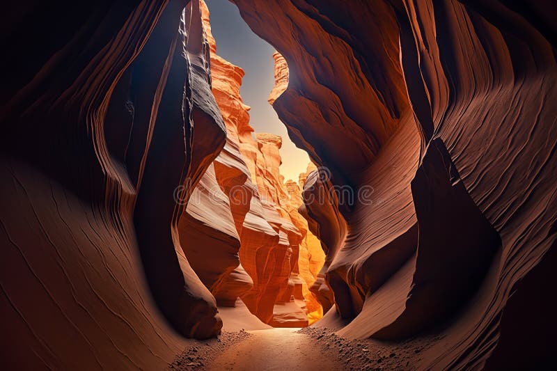 Grand Canyon Inside. Deep Sandy Gorge Stock Illustration - Illustration ...