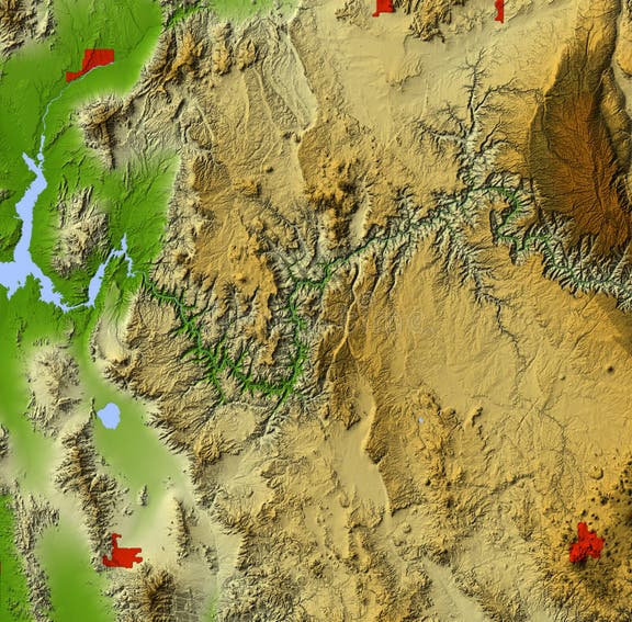 Grand Canyon, relief map stock illustration. Illustration of countries ...