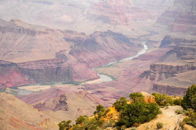 Grand Canyon Rugged Cliffs Winding Colorado River View Stock Photos ...