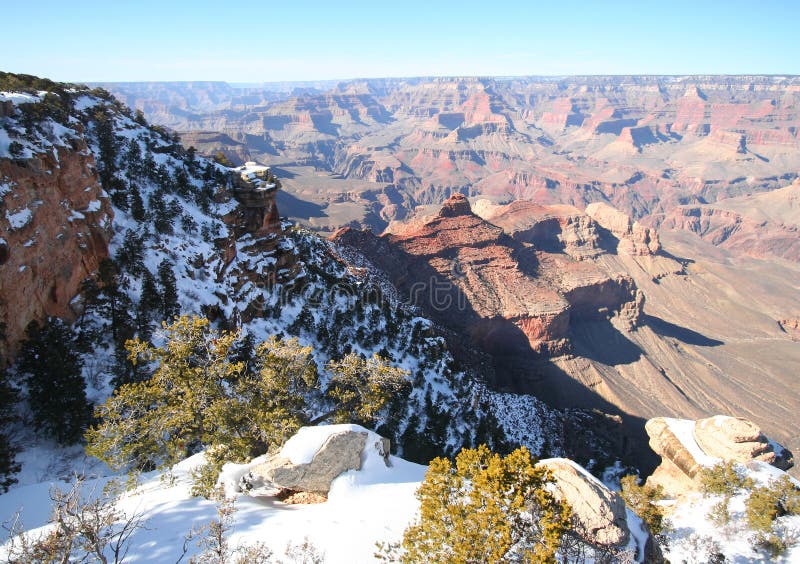 A Grand Canyon South Rim Winter View Stock Image - Image of formation ...