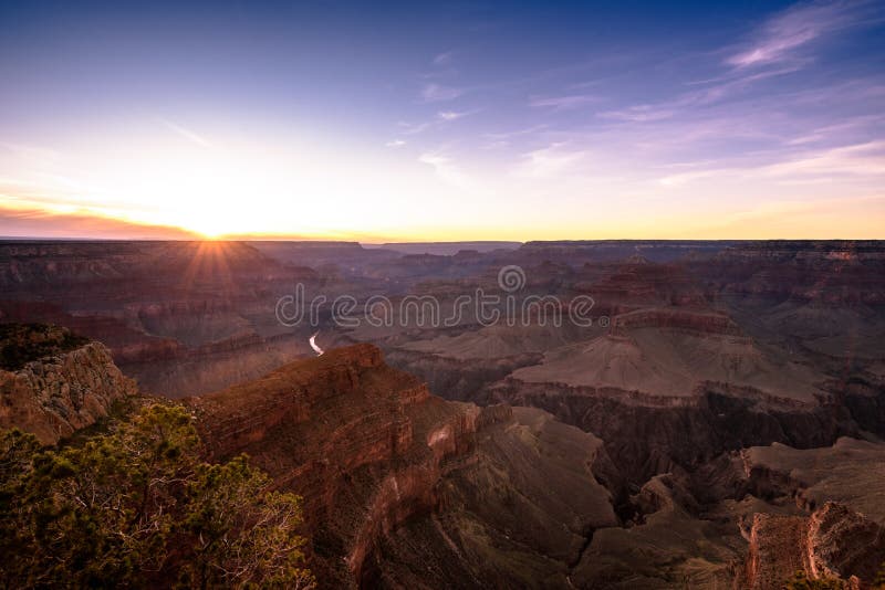Grand Canyon Sunset from Hopi Point Stock Photo - Image of panorama ...