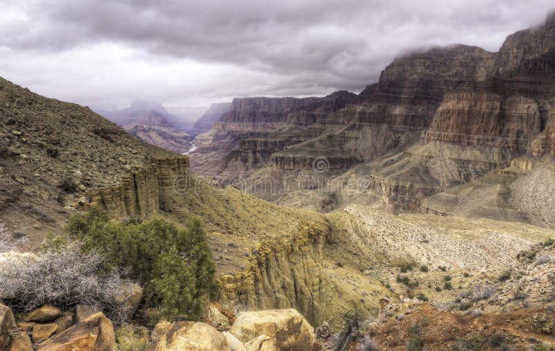 Grand Canyon from the Tanner Trail Stock Photo - Image of clouds ...