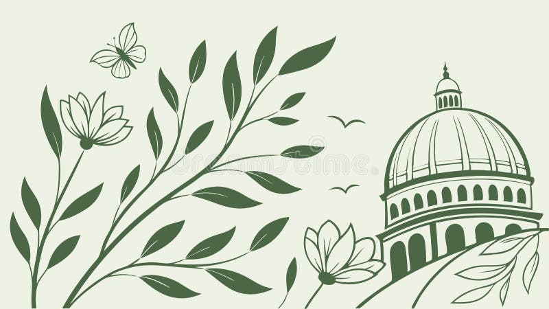 Grand Capitol Building with Botanical Elements, Symbolizing Government ...