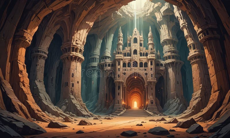 Grand, Castle-like Structure with Multiple Towers and Arches Stands in ...