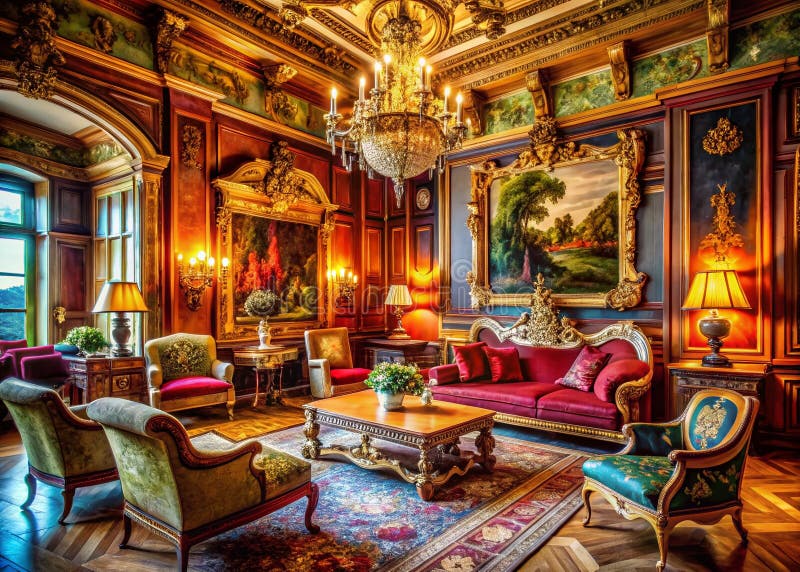 A Grand Castle Sitting Room Exquisite Interior Design with Ample Space ...
